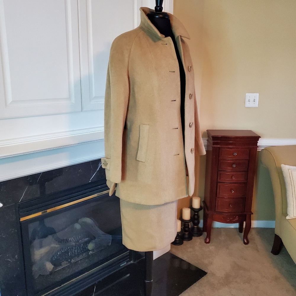 Vintage Camel Wool Matching Coat And Skirt - Gem